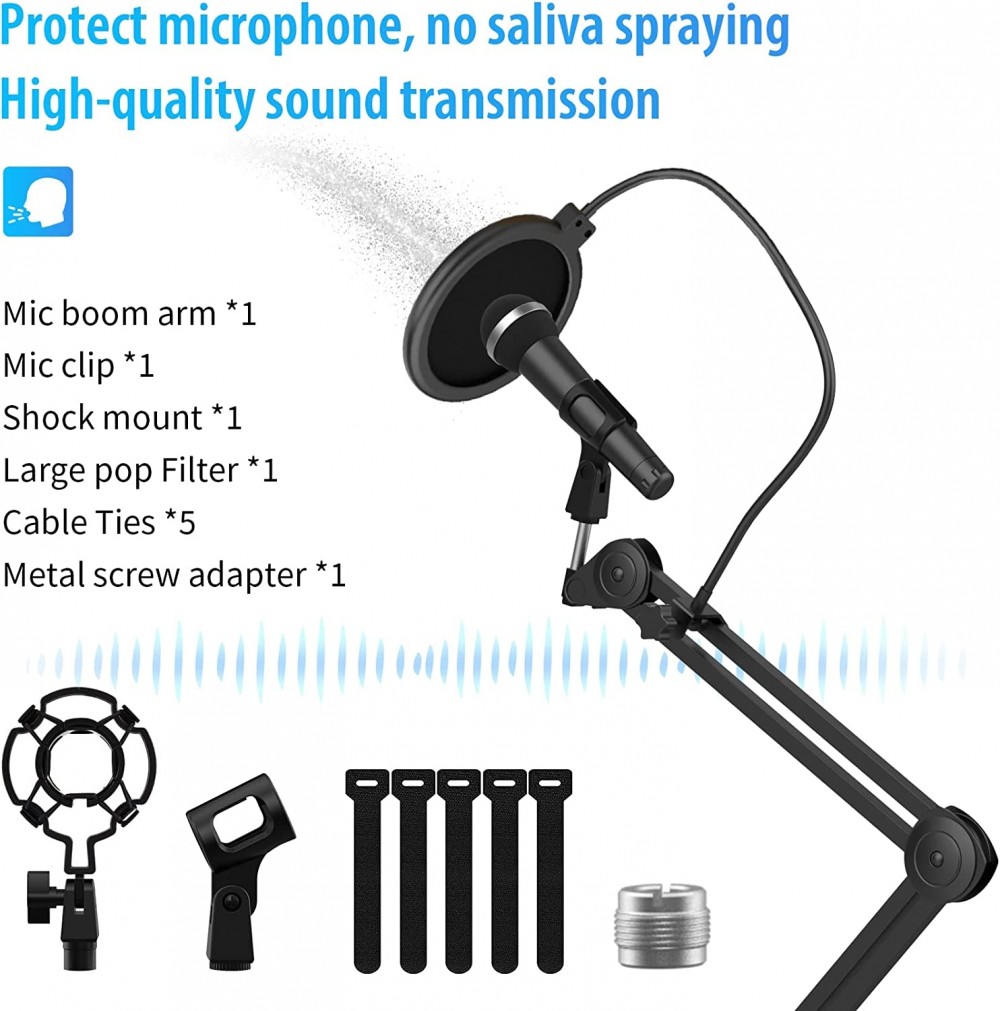 GMS-03 - SOPORTE DE MICRO + ANTIPOP GUITTO EN FLEXO 50 cm BRAZO